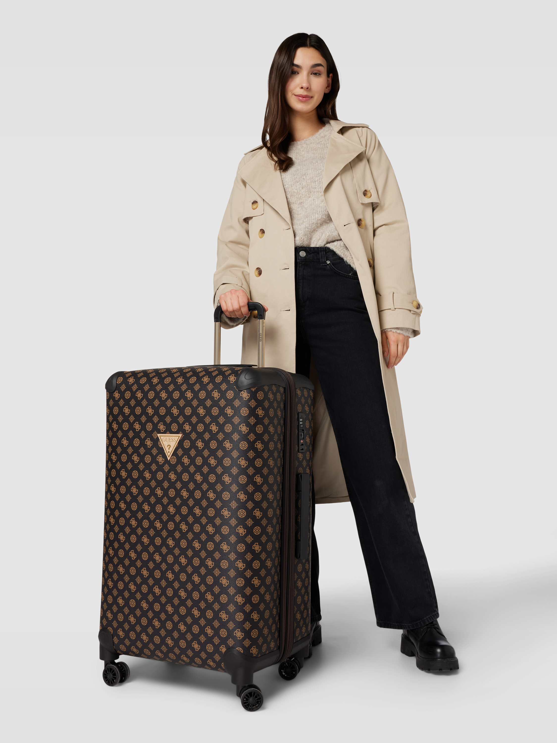 Guess Hardcase Trolley mit Allover-Label-Print Modell 'WILDER' (camel ...