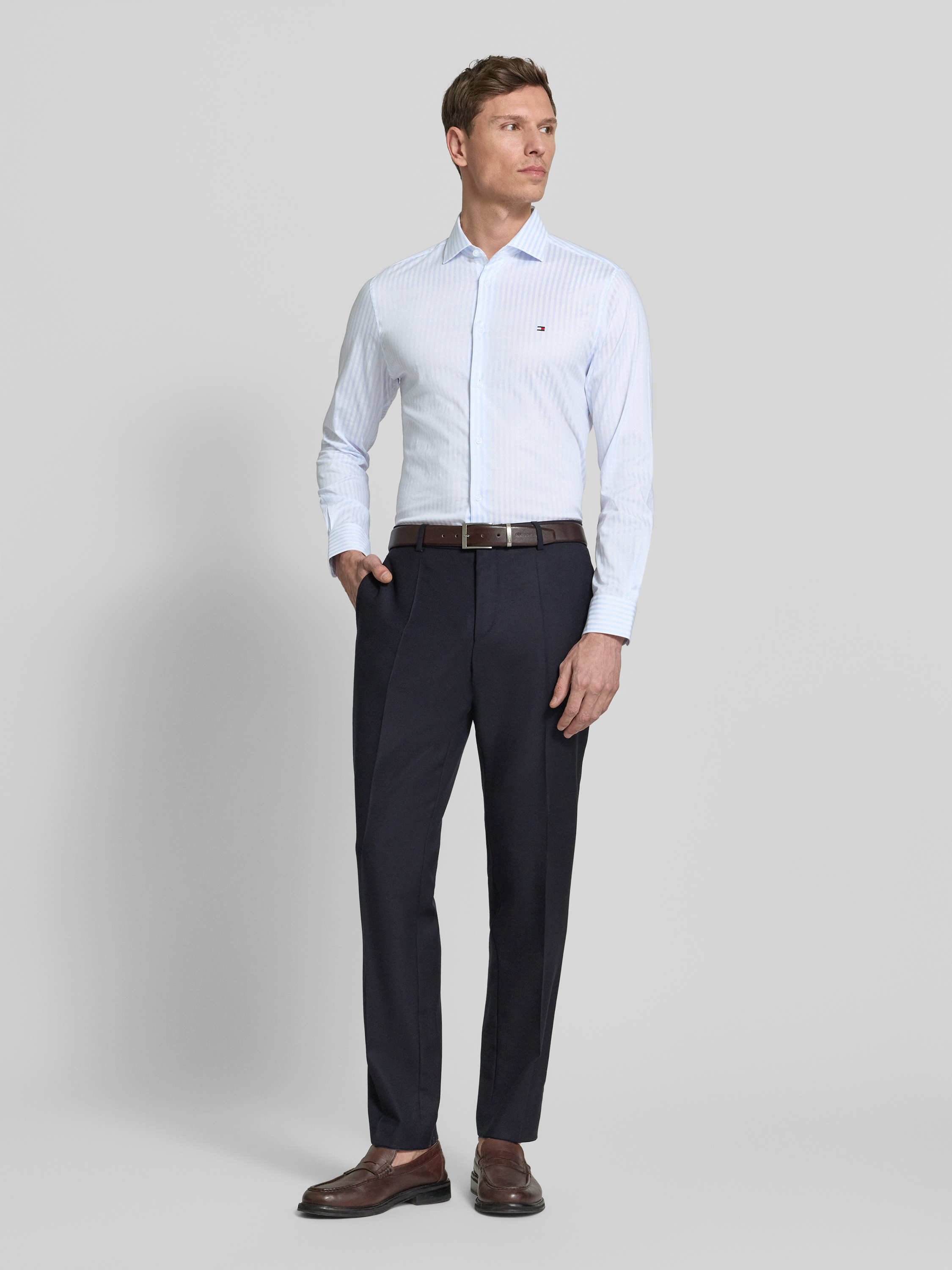 Tommy Hilfiger Tailored Slim Fit Businesshemd aus Baumwoll-Mix (bleu ...