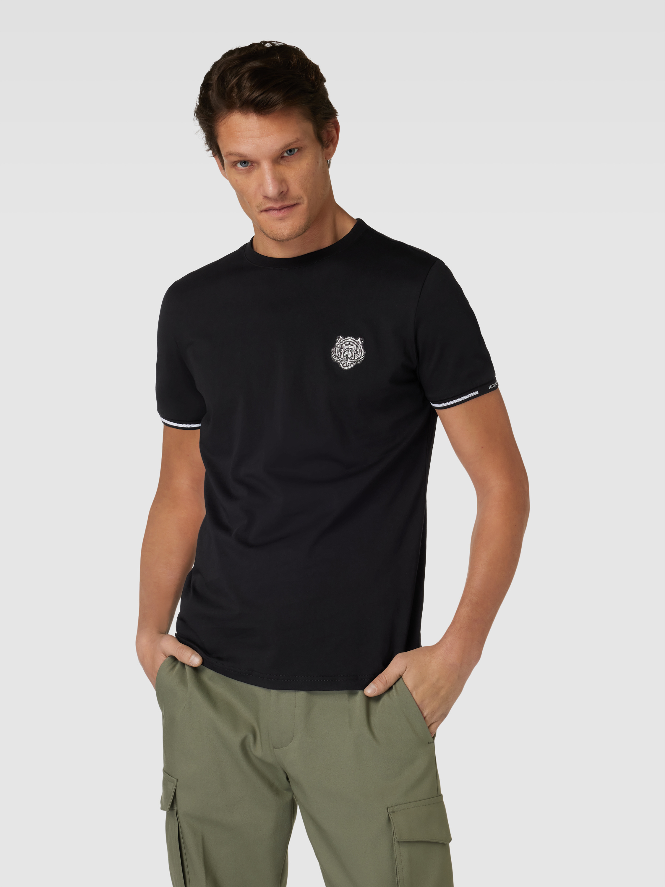 Antony Morato T-Shirt mit Motiv-Patch und Kontraststreifen (black ...