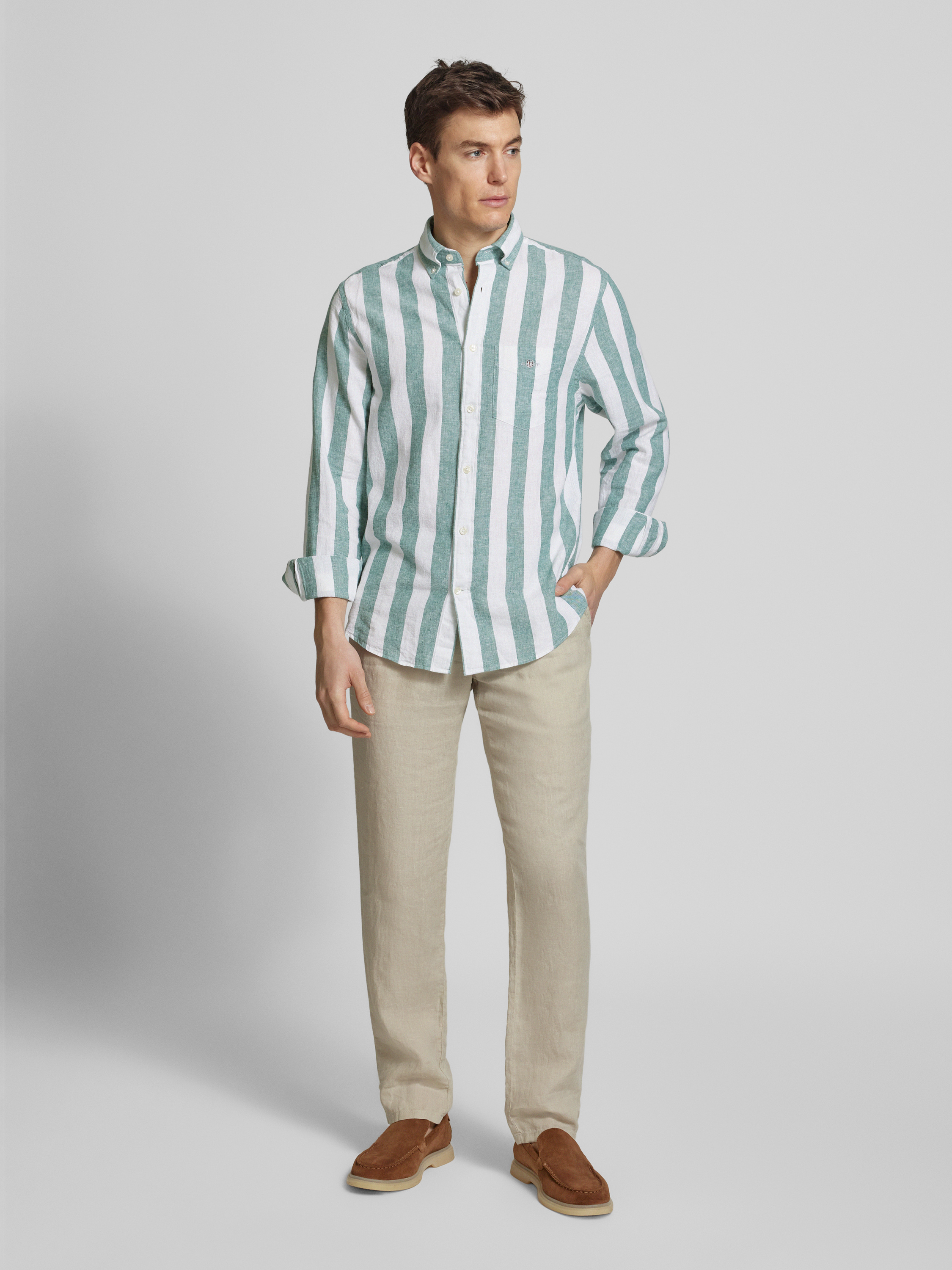 GANT Regular Fit Freizeithemd aus Leinen-Baumwoll-Mix (mint) online kaufen