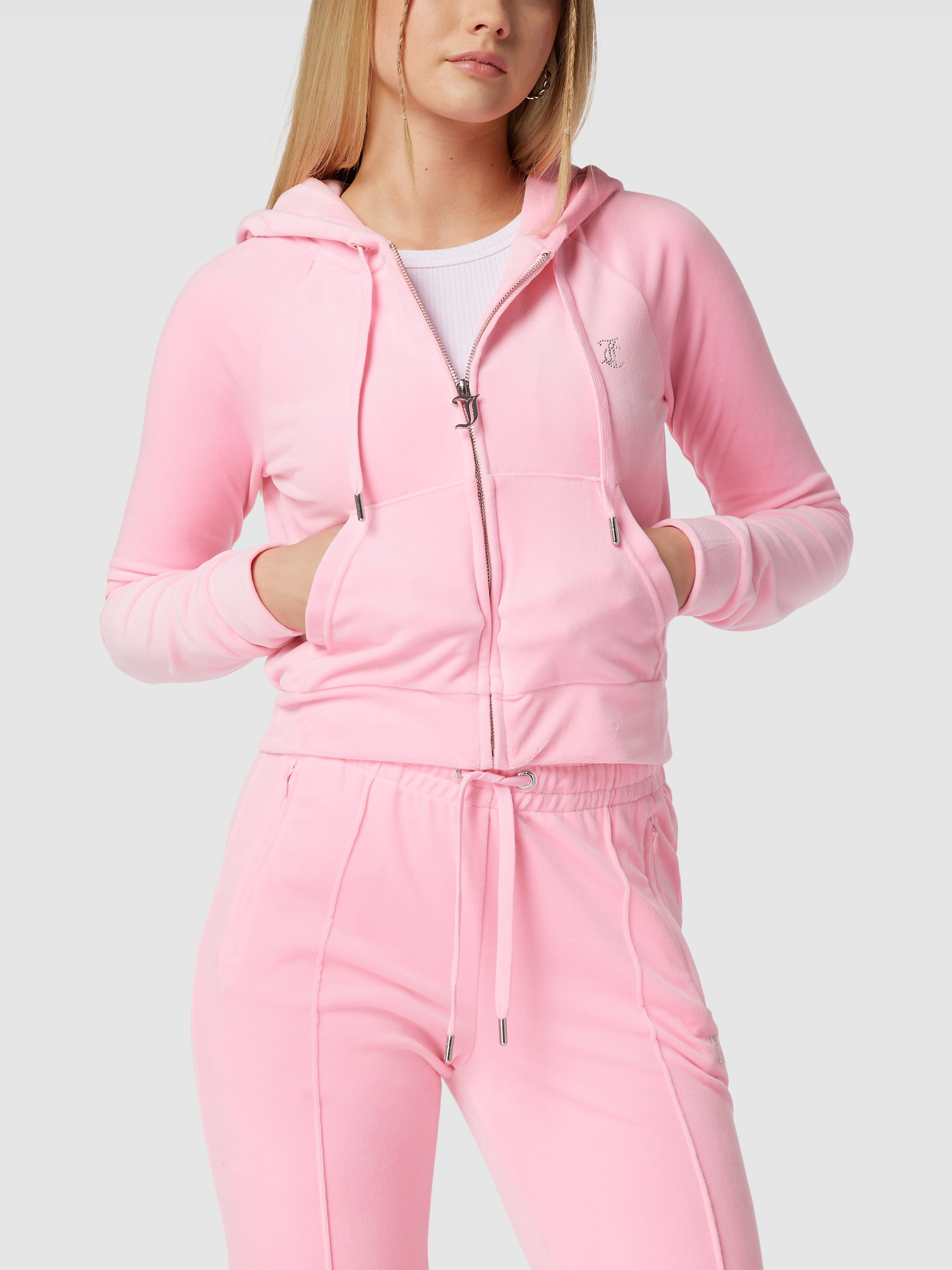 Juicy Couture Sweatjacke mit Label-Applikationen Modell 'MADISON' (rosa) online kaufen