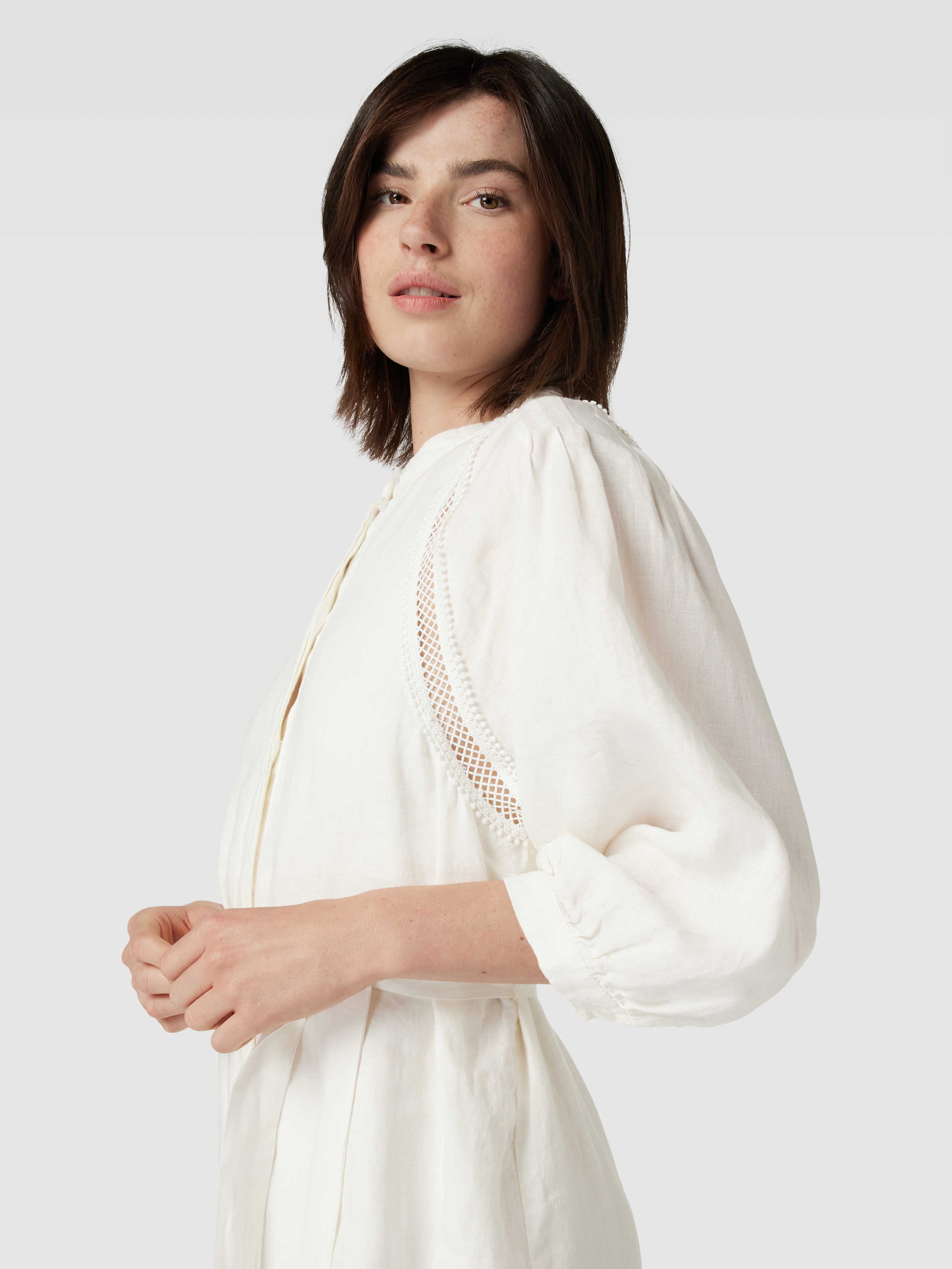 Esprit Collection Midi-jurk van linnen met blinde knoopsluiting in offwhite online kopen | P&C