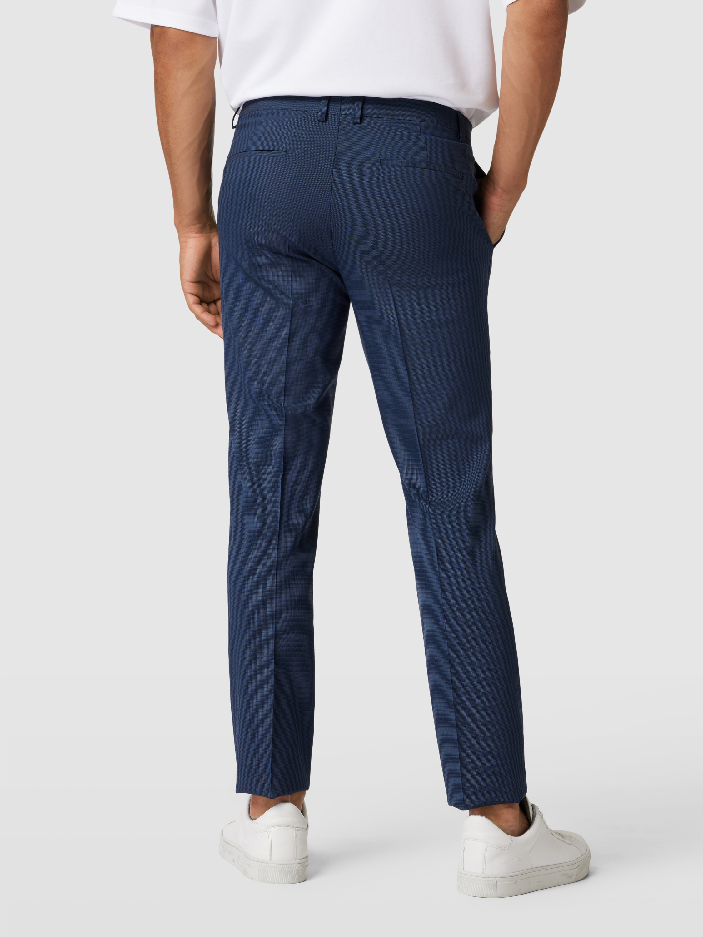 HUGO Pantalon met fijn motief, model 'Hesten' in marineblauw online ...
