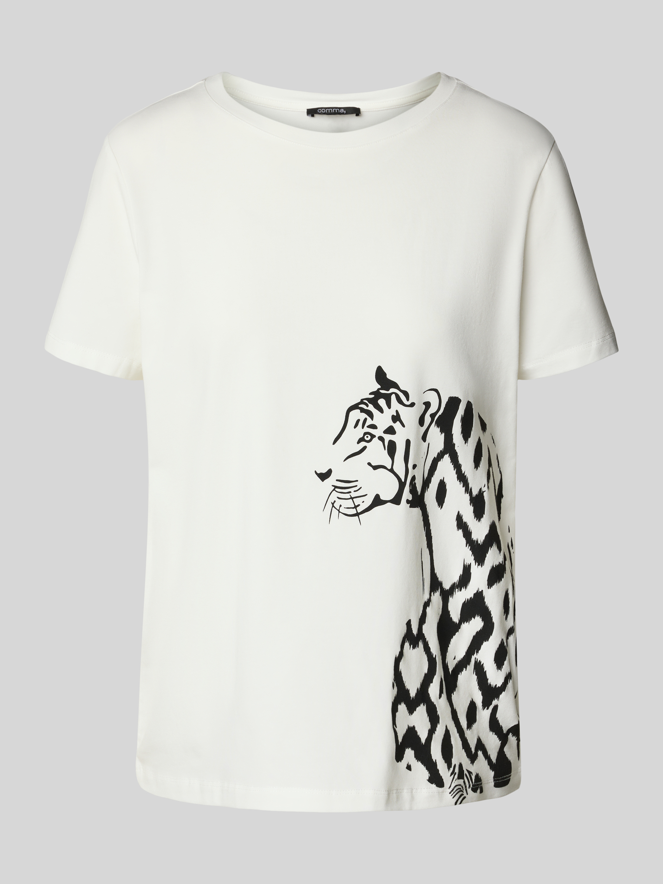 comma T-Shirt mit Motiv-Print und Rundhalsausschnitt (weiss) online kaufen