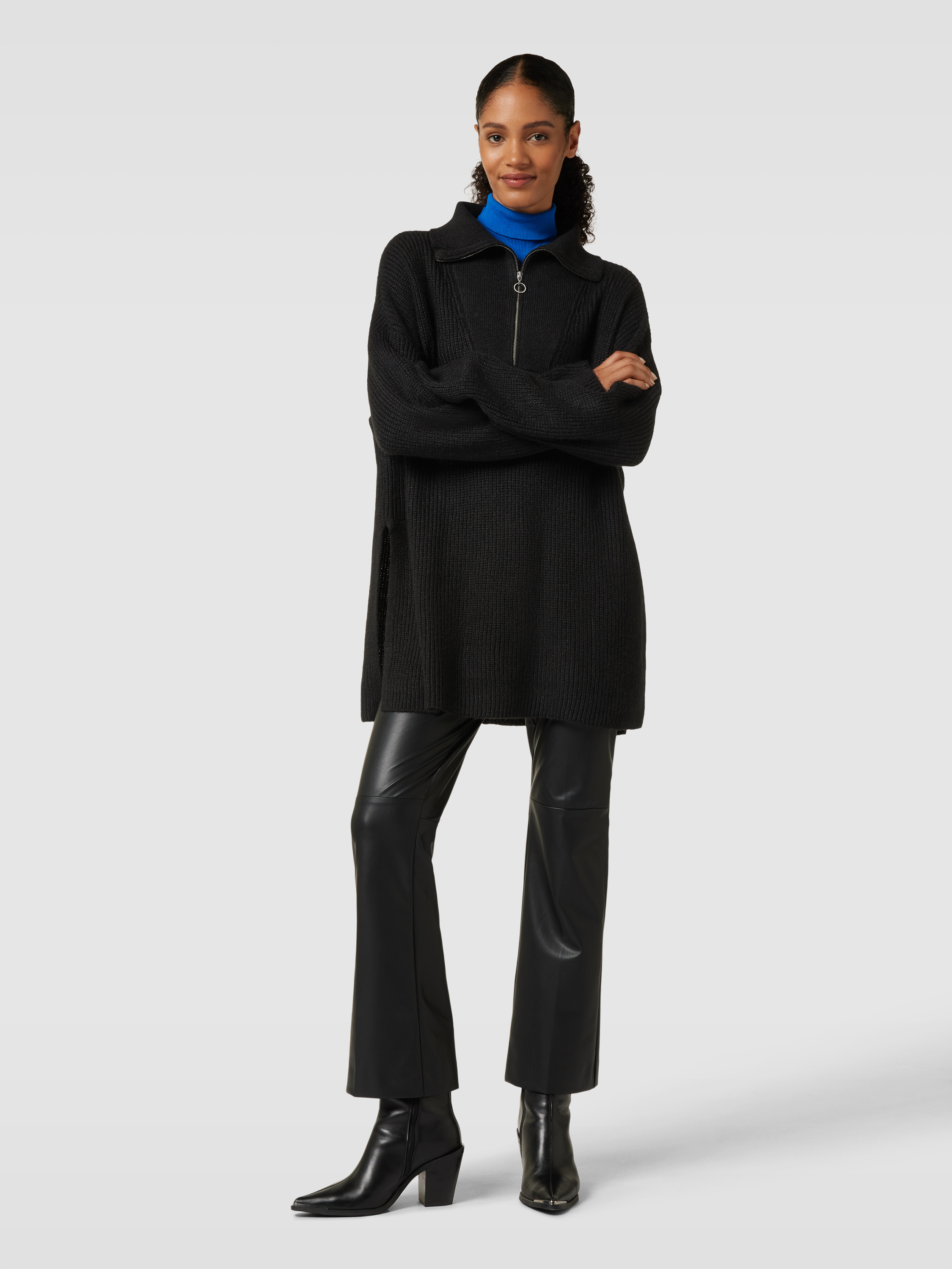 Vero Moda Gebreide jurk met schipperskraag, model 'PERNILLA' in zwart ...