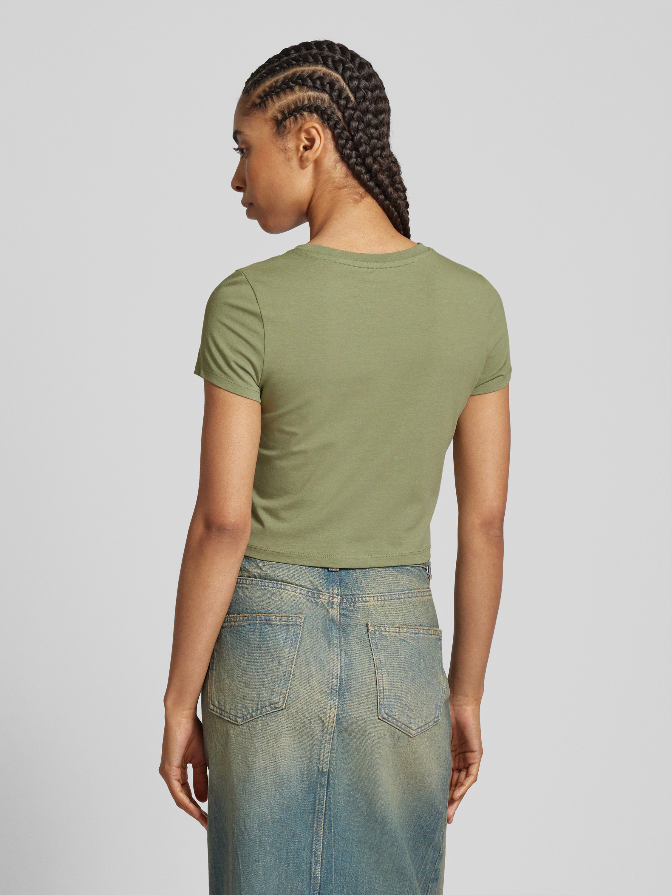 Review Cropped T-Shirt mit Label-Print (lind) online kaufen