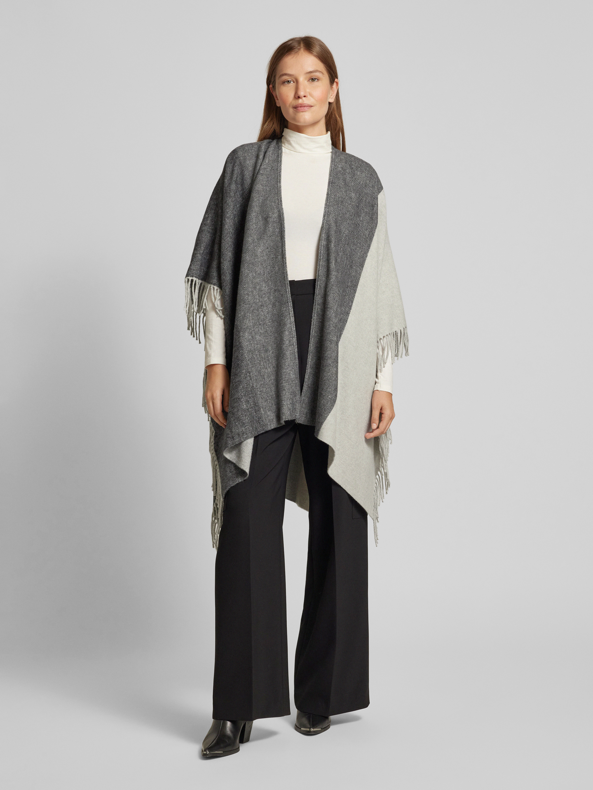 WHITE LABEL Poncho mit Fransen (silber) online kaufen