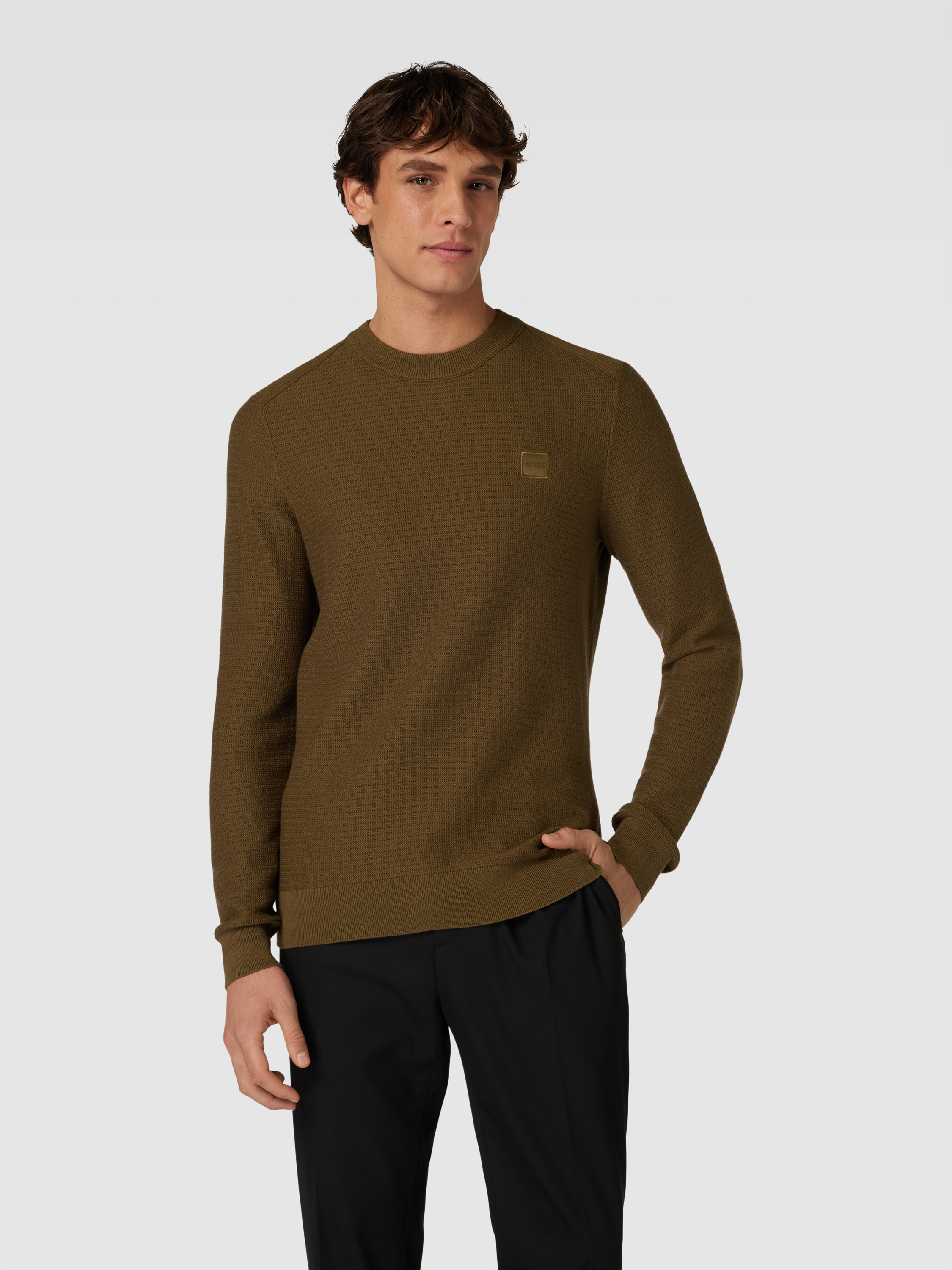 BOSS Orange Gebreide pullover in effen design, model 'Anion' in ...