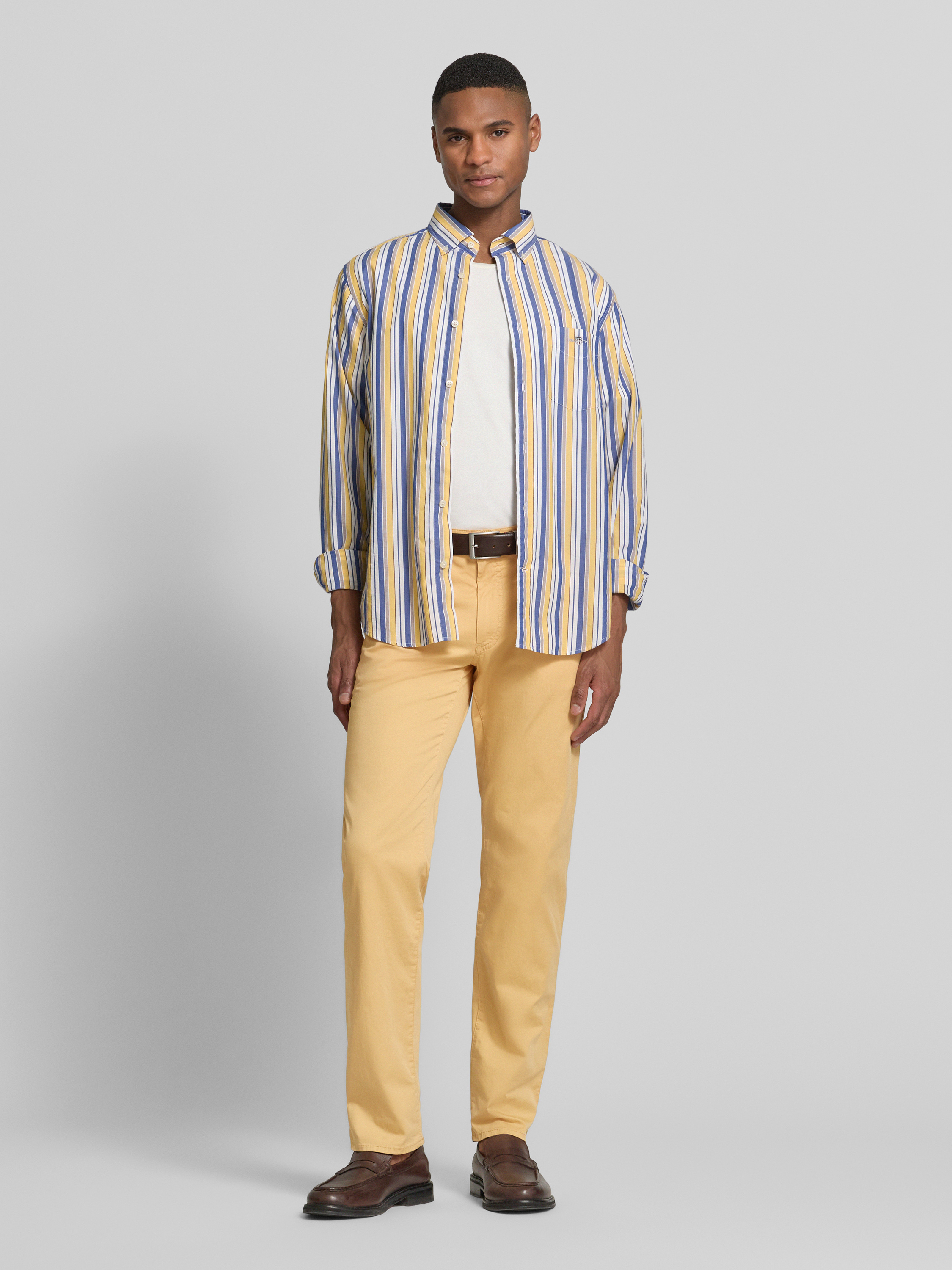 Brax Slim fit stoffen broek met lyocell, model 'Cadiz' in geel online ...