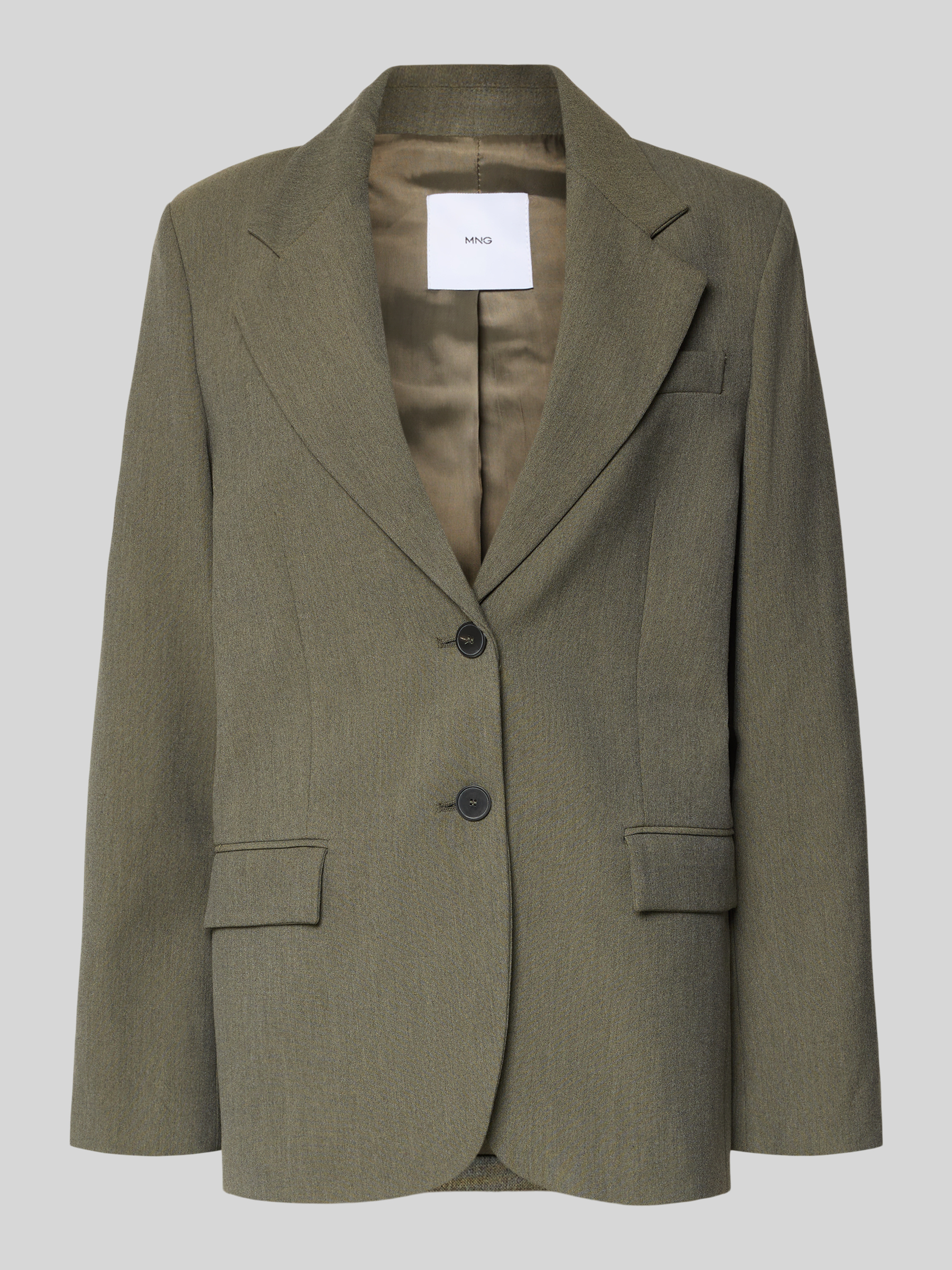 Mango Relaxed Fit Blazer mit Viskose-Anteil Modell 'Napoli' (khaki) online kaufen