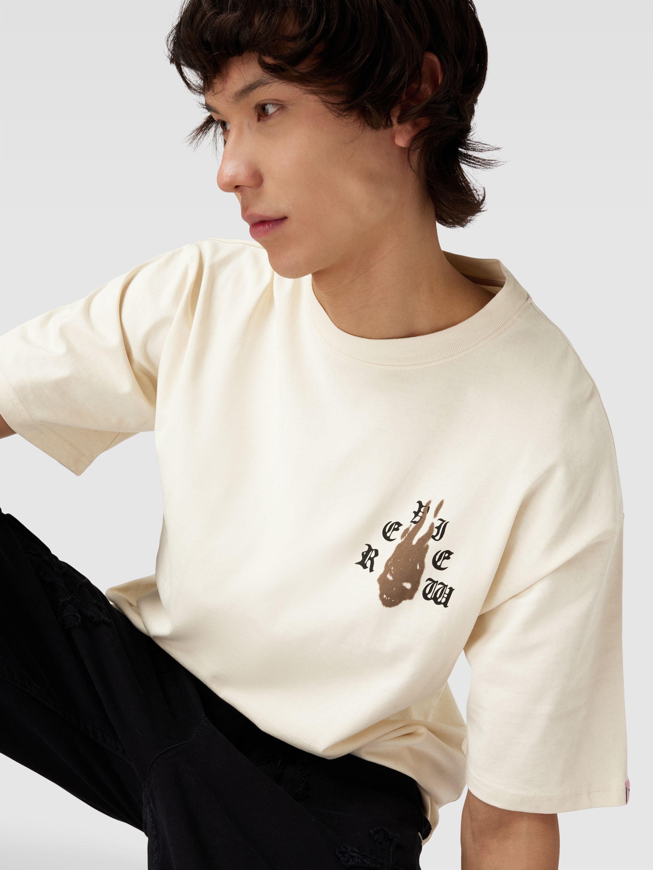 REVIEW T-Shirt mit Label-Print (ecru) online kaufen