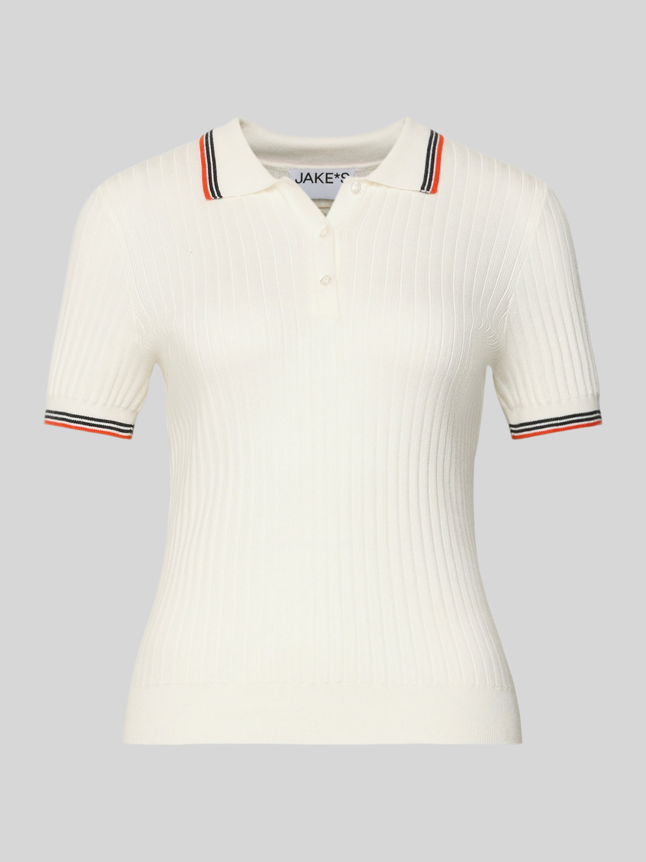 Jake*s Casual Slim Fit Poloshirt aus Viskose-Mix in Strick-Optik (ecru ...