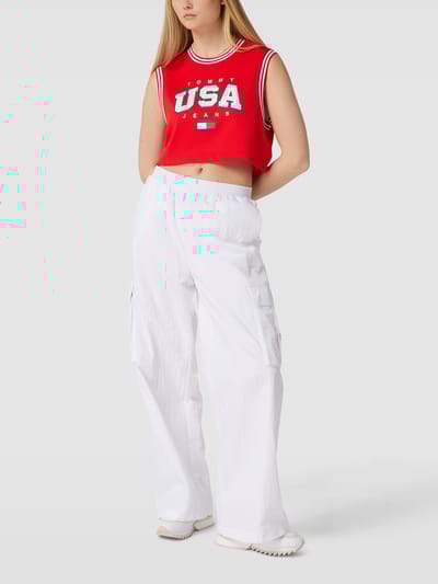 Tommy Jeans Crop Top mit Label-Print (rot) online kaufen