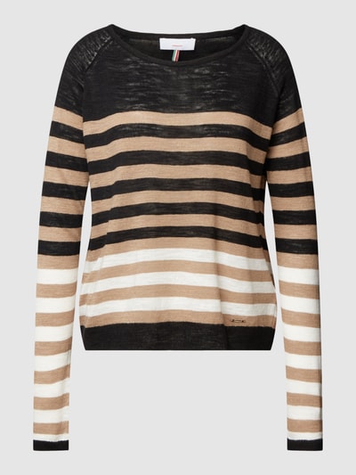 Cinque Strickpullover mit Streifenmuster Modell 'MIRABELLA' (black) online kaufen