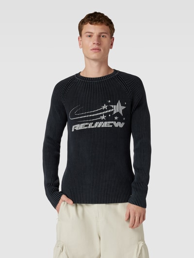 REVIEW Enger Ripp-Strick Pullover TECHNO mit Logo (black) online kaufen
