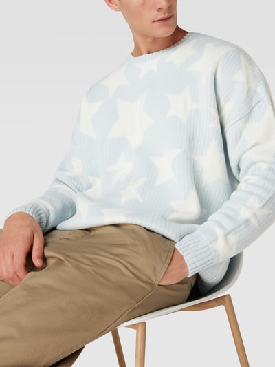 Review Strickpullover Mit Allover Muster Hellblau Online Kaufen