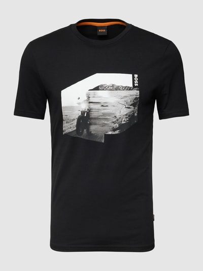 BOSS Orange T-shirt met motiefprint, model 'Teglow' in zwart online ...