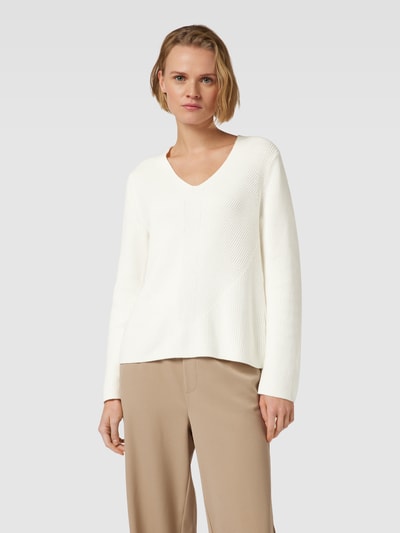 Tom Tailor Strickpullover in unifarbenem Design mit V-Ausschnitt (offwhite) online kaufen