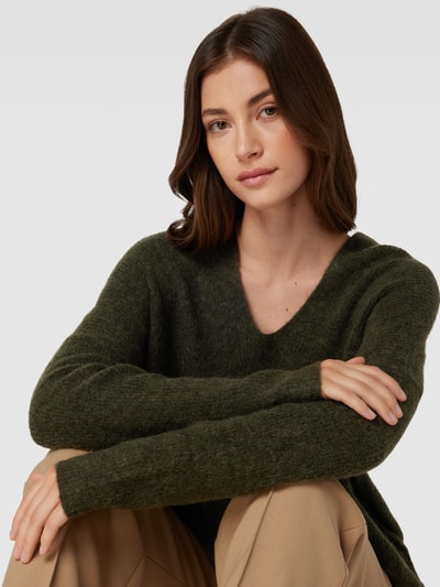 MOS MOSH Strickpullover mit V-Ausschnitt Modell 'THORA' (oliv) online kaufen