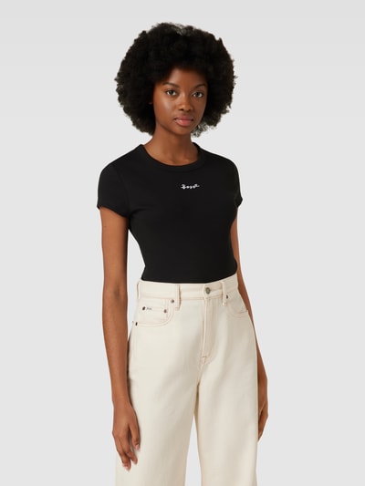 BOSS Orange T-Shirt mit Rippenstruktur Modell 'Esim' (black) online kaufen