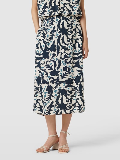 Part Two Midirok van viscose met all-over motief in marineblauw online kopen | P&C