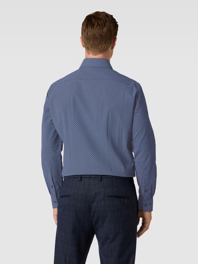OLYMP Modern Fit Business-Hemd mit Allover-Muster Modell 'Global' (blau ...