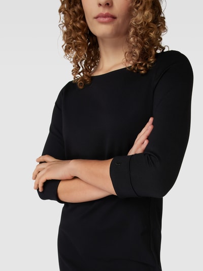 comma Knielange jurk met boothals in zwart online kopen | P&C