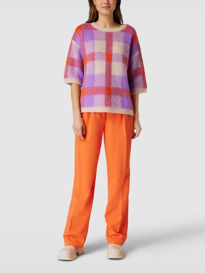 Oui Gebreide pullover met ruitmotief in lila online kopen | P&C