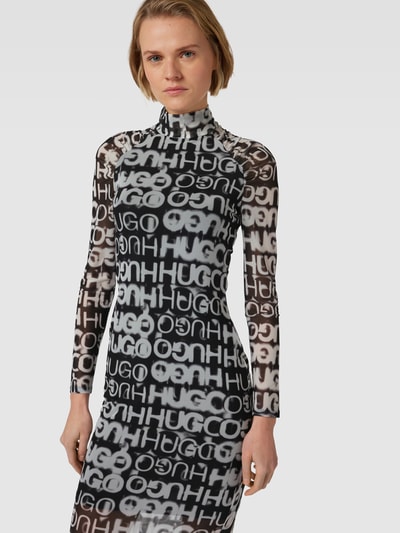 HUGO Midikleid mit Allover-Muster Modell 'Nortensis' (weiss) online kaufen