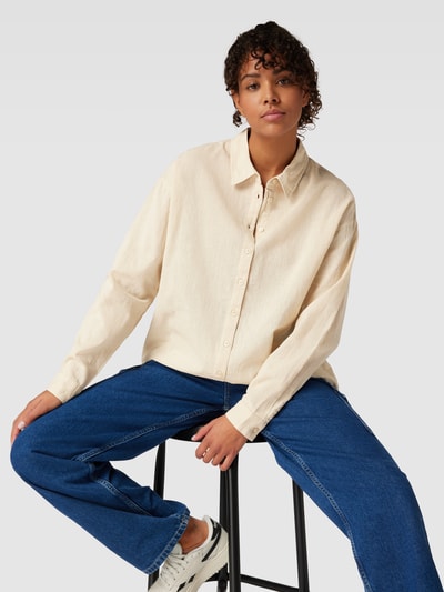 Noisy May Oversized overhemdblouse met overhemdkraag, model 'MOYA' in zand online kopen | P&C