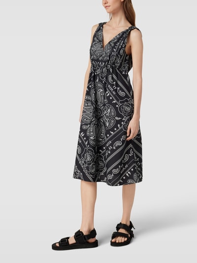 Replay Mini-jurk met all-over motief en diepe V-hals in zwart online kopen | P&C