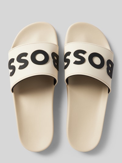 BOSS Slippers met labelprint, model 'Kirk' in offwhite online kopen | P&C