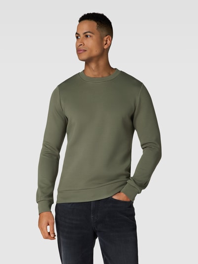 MOS MOSH Sweatshirt mit Label-Stitching Modell 'Abel' (khaki) online kaufen