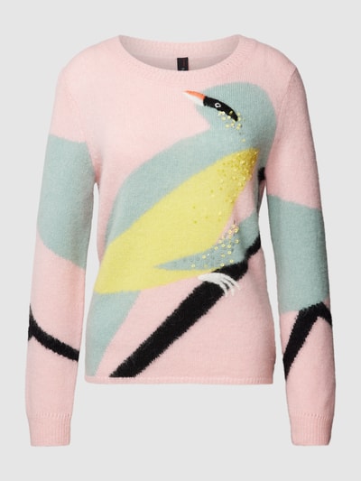 Marc Cain Strickpullover mit Alpaka-Anteil und Allover-Print (rosa) online kaufen
