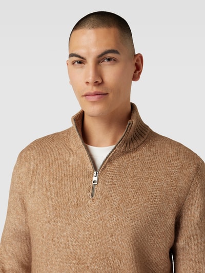 Fynch-Hatton Strickpullover mit kurzem Reißverschluss (camel) online kaufen