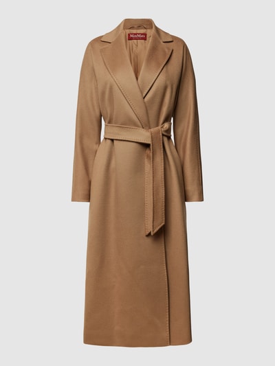 Max Mara Studio Lange jas van wol met strikceintuur, model 'PRATER' in camel online kopen | P&C