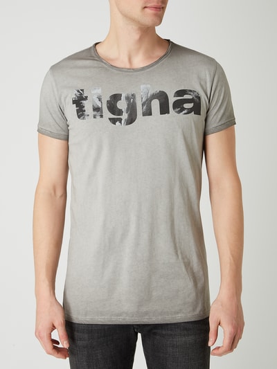 Tigha T-Shirt aus Baumwolle Modell 'Logo Waves' (anthrazit) online kaufen