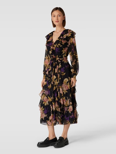 Lauren Ralph Lauren Midi-jurk met all-over motief, model 'KESIA in zwart online kopen | P&C