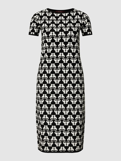 Max Mara Studio Knielange jurk met all-over motief, model 'Abituro' in zwart online kopen | P&C