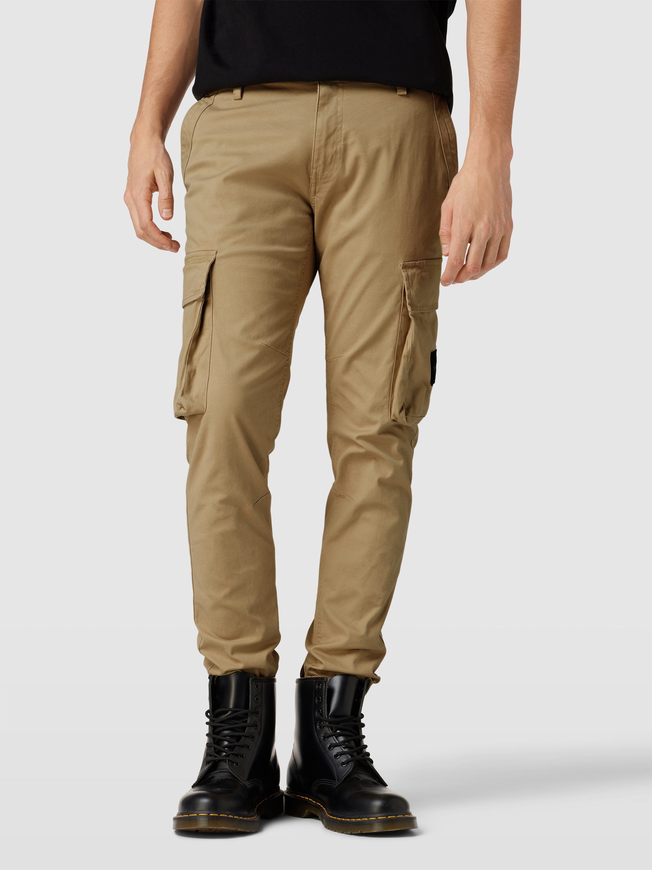 Calvin Klein Jeans Skinny Fit Cargohose Mit Label Patch Beige Online