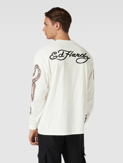 ED HARDY Longsleeve aus Baumwolle mit Label-Print (weiss) online kaufen
