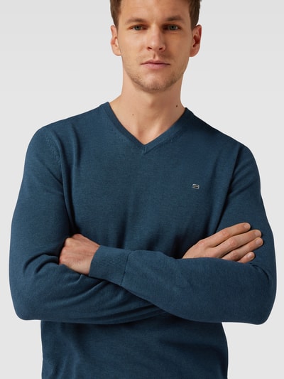 Christian Berg Men Strickpullover mit geripptem V-Ausschnitt (petrol ...