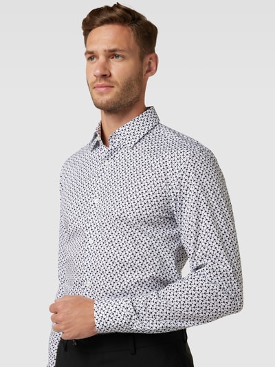 BOSS Slim Fit Business-Hemd mit Allover-Muster Modell 'Hank' (weiss ...