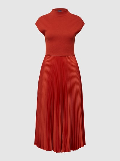 Polo Ralph Lauren Midi-jurk met plissévouwen in roestrood online kopen | P&C