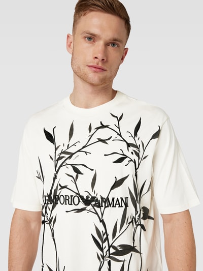 Emporio Armani T Shirt mit Label Schriftzug offwhite online kaufen