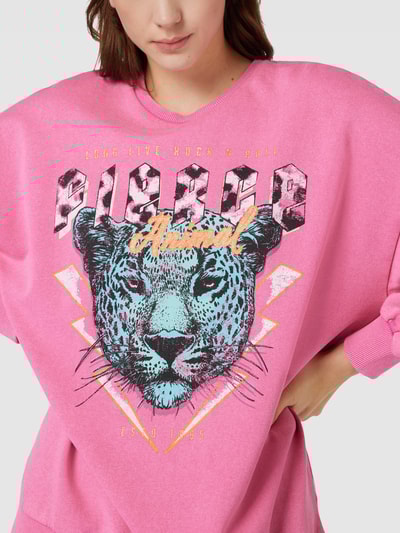 Only Oversized Sweatshirt mit Motiv Print Modell LUCINDA pink online kaufen