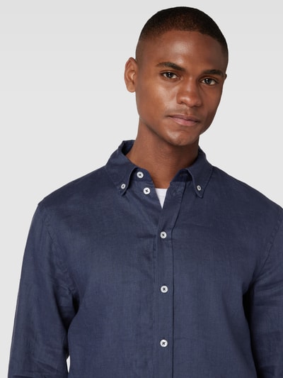 MOS MOSH Freizeithemd aus Leinen mit Button-Down-Kragen Modell 'Theo' (marine) online kaufen