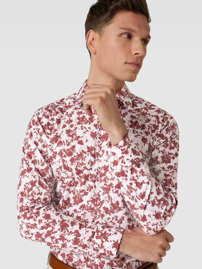 BOSS Slim Fit Business-Hemd mit Allover-Muster (bordeaux) online kaufen