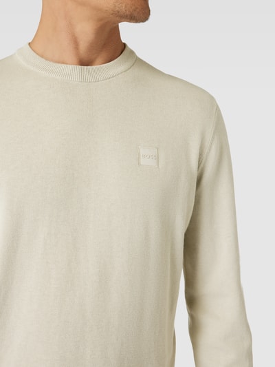 BOSS Orange Strickpullover mit Label-Patch Modell 'Kanovano' (beige) online kaufen