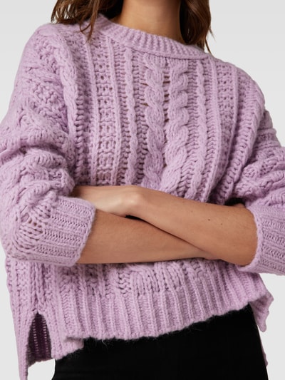 Marc Cain Strickpullover mit Zopfmuster (flieder) online kaufen